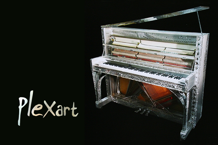 Gary Pons SY 123 Upright piano made from transparent, altuglass ...