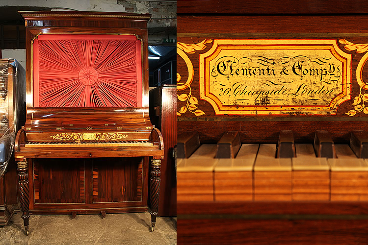 Clementi pianoforte for sale with a rosewood case and brass ormolu ...
